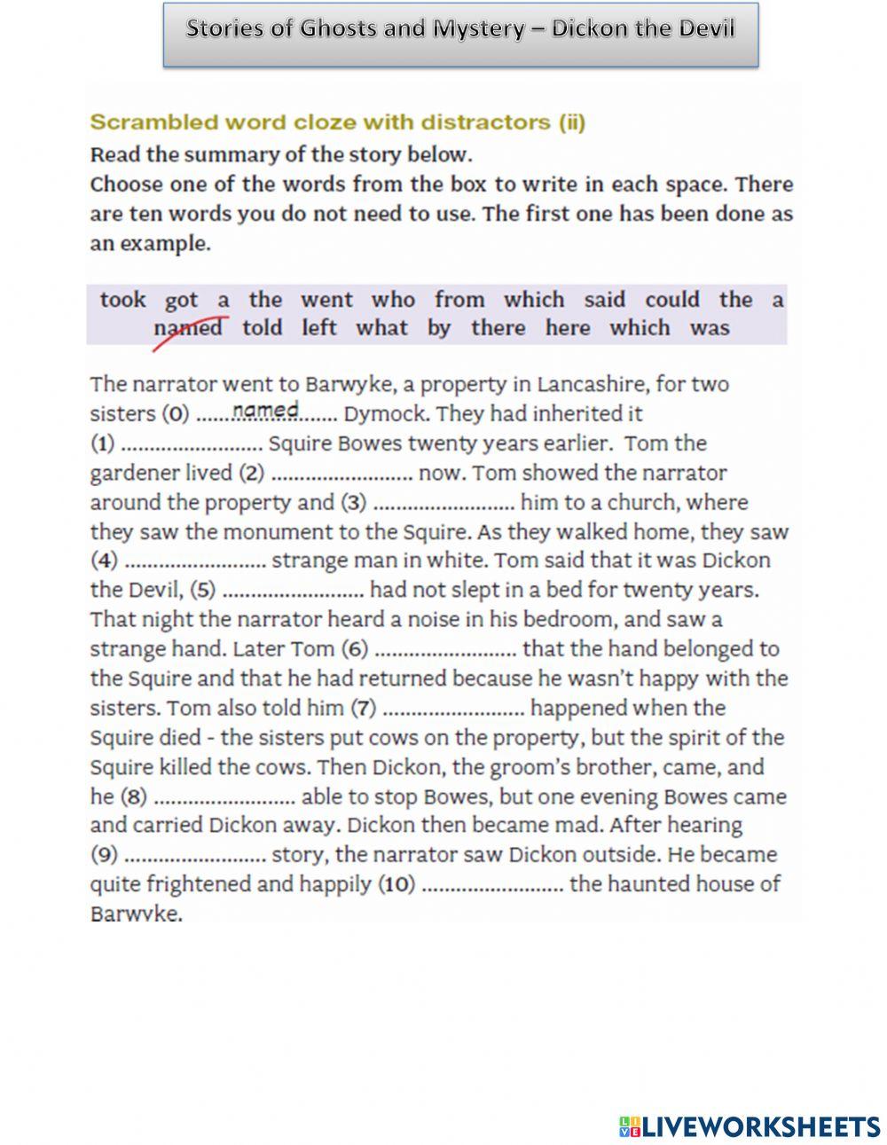 Dickon the Devil worksheet | Live Worksheets