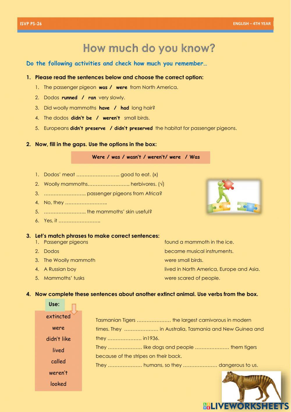 861265 | Extinct Animals | noralicortes | LiveWorksheets