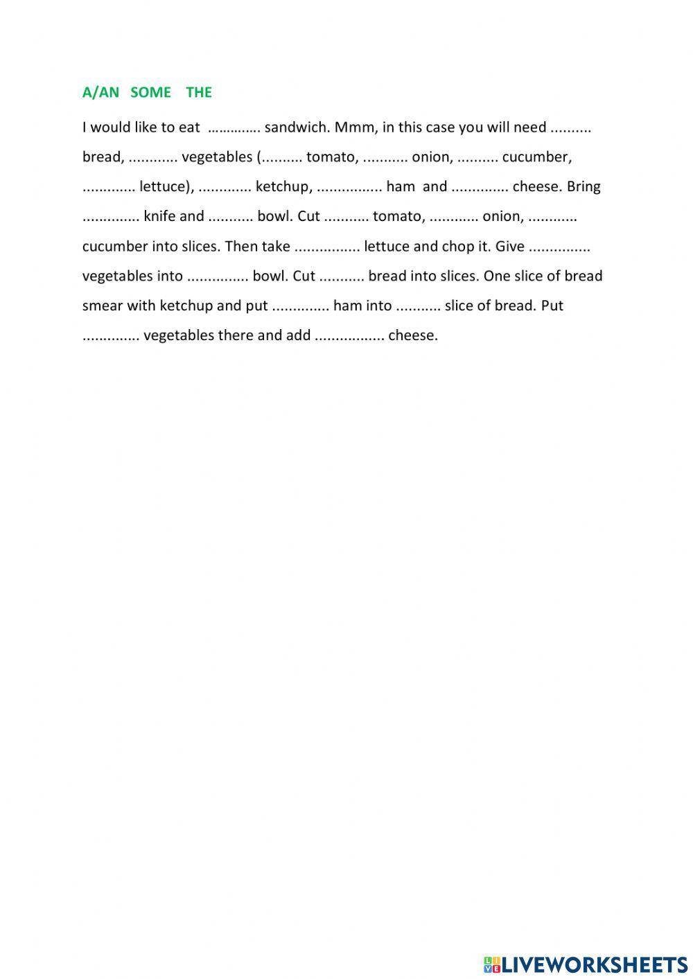 A an some the worksheet | Live Worksheets