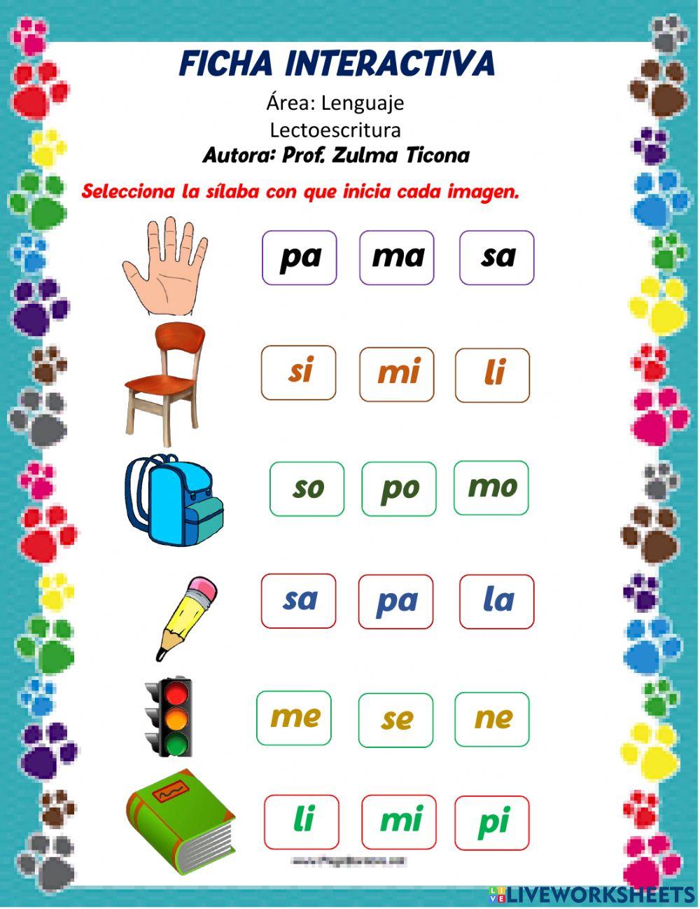 Lecto escritura free worksheet | Live Worksheets