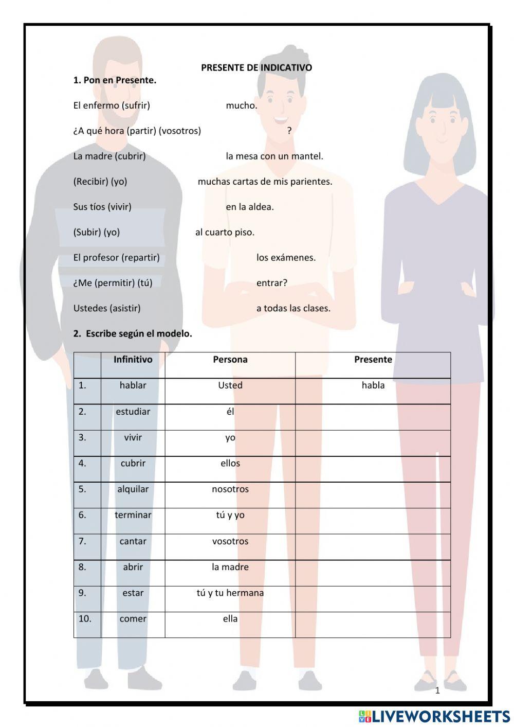 Presente. worksheet | Live Worksheets