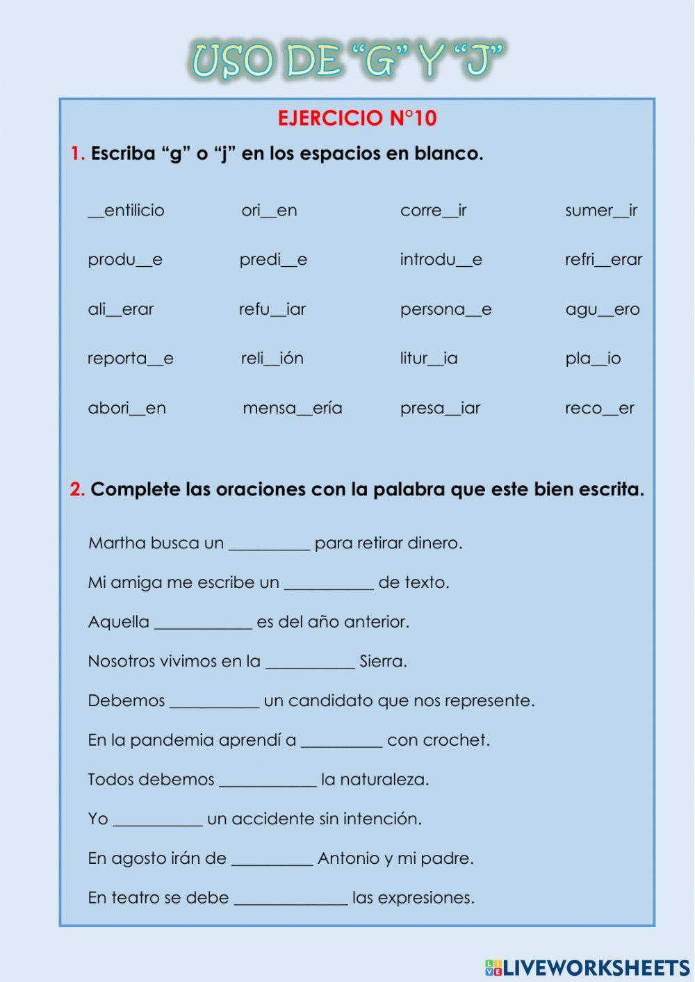 Ficha De Uso De La J Y G Para Tercero De Primaria Easter Wor Ficha De Uso De La J Y G Para Tercero De Primaria Easter Wor