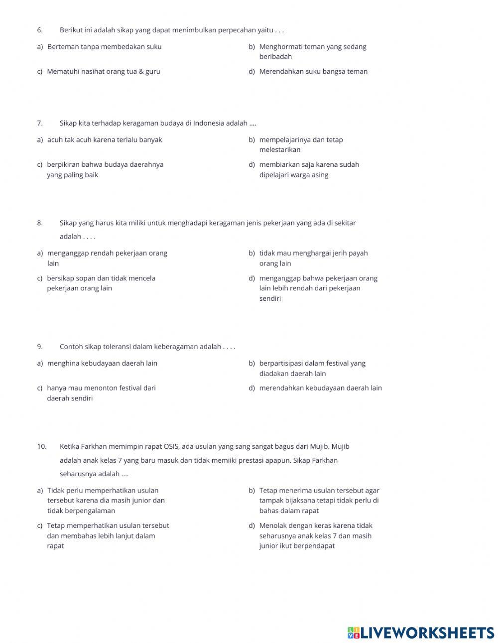 Toleransi worksheet | Live Worksheets