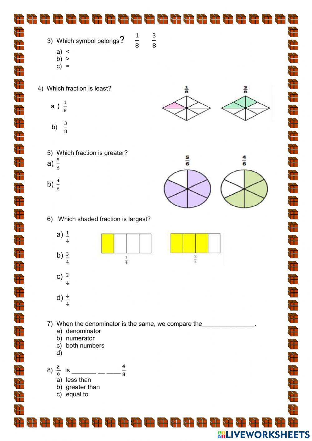 comparing fract… | Free Interactive Worksheets | 4918234