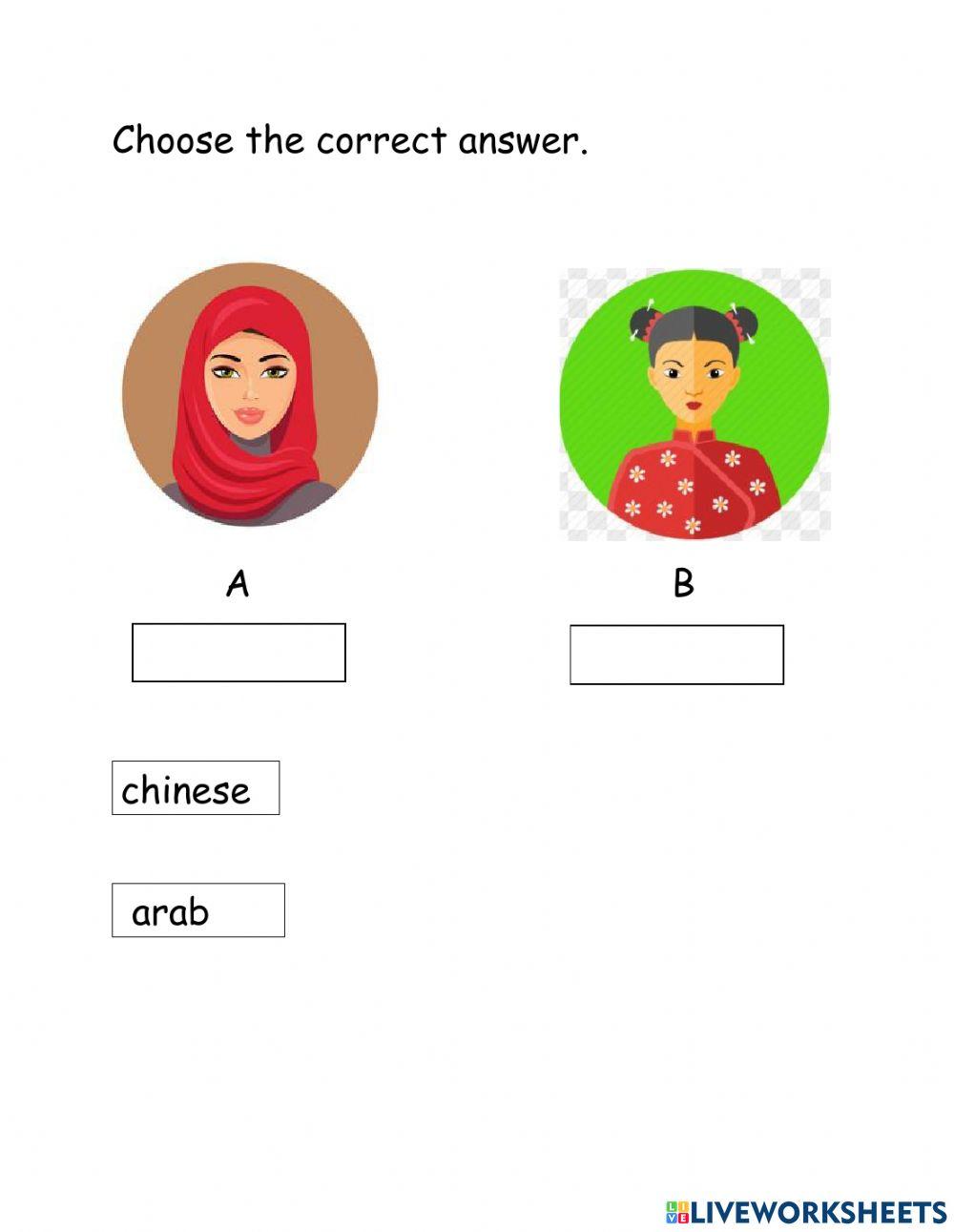 Chinese and arab matching worksheet | Live Worksheets