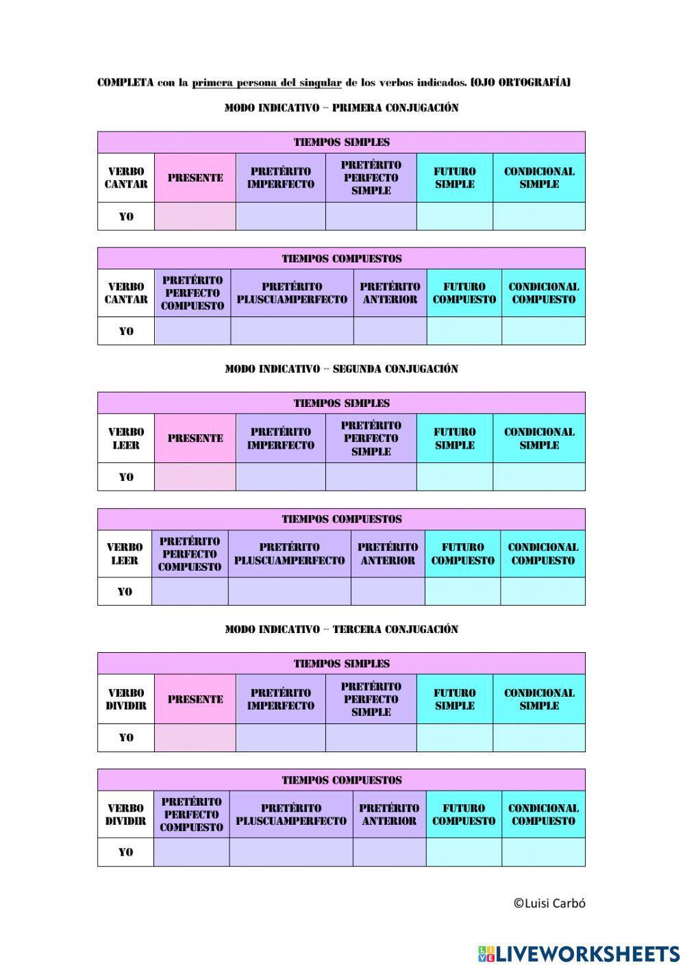 Conjugación Mod… | Free Interactive Worksheets | 863082