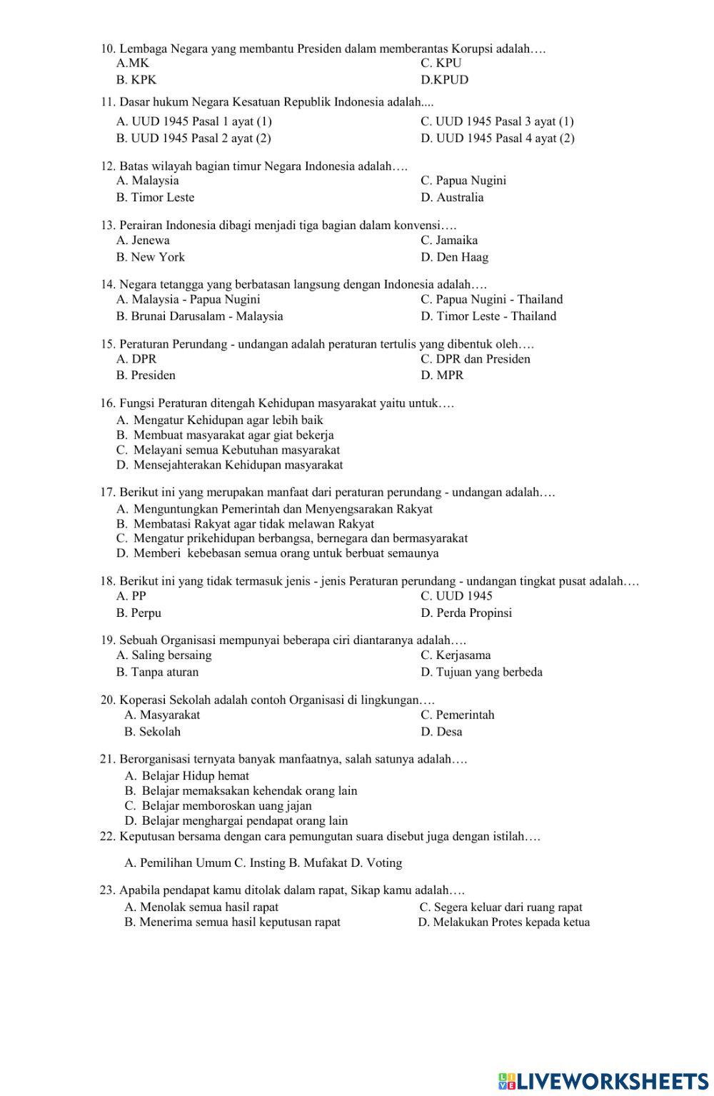To3 PPKN SUWI worksheet | Live Worksheets