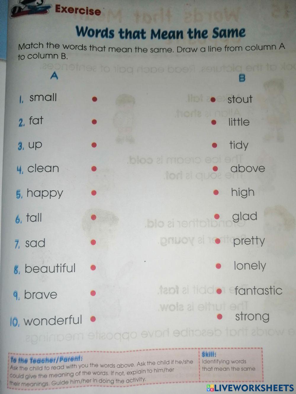 Similar Words Online Exercise For Live Worksheets similar-words-online-exercise-for-live-worksheets
