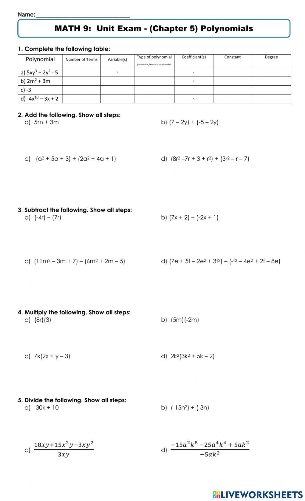 multiplying polynomials worksheet grade 8