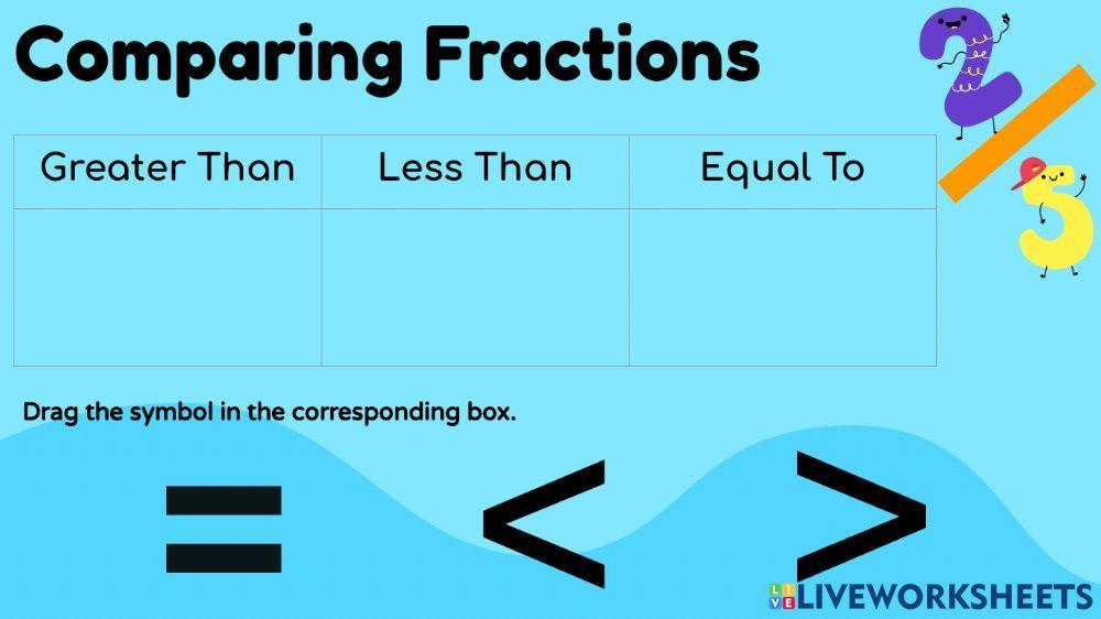 Comparing Fractions interactive exercise for Elementary | Live Worksheets