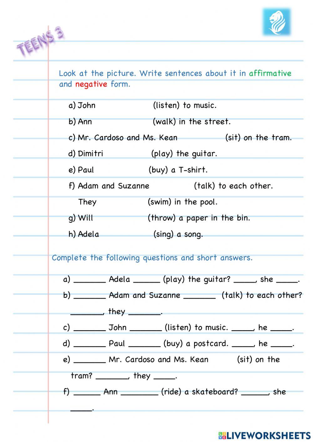 6508073 | Present Continuous Teens 3 | gildabosso