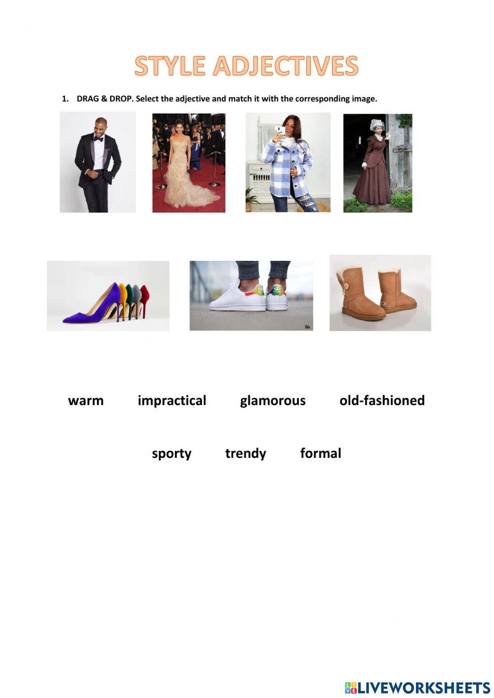 Style adjectives | Free Interactive Worksheets | 863650