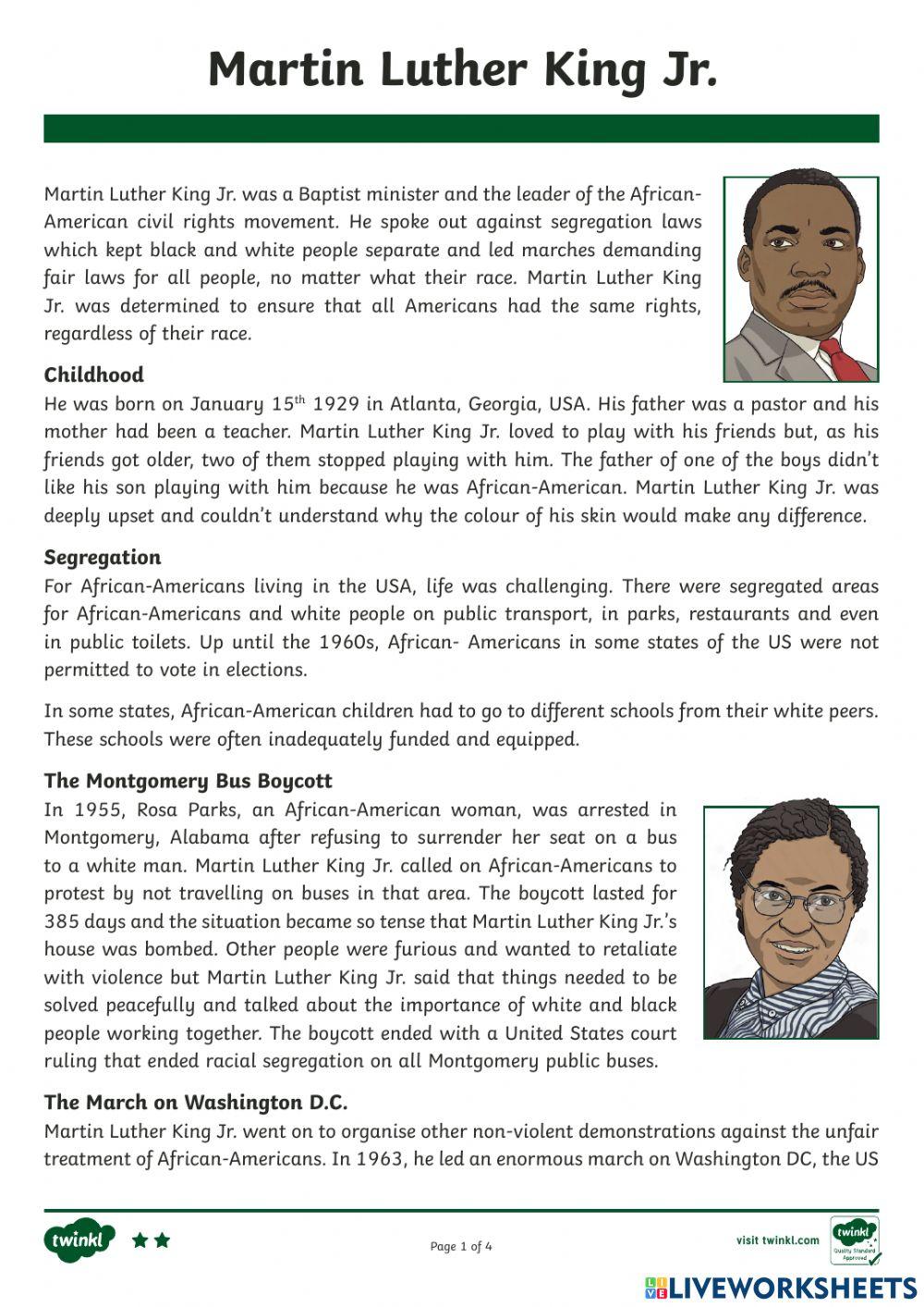 F1-hw-MLK 6508189 | Margarita | Live Worksheets