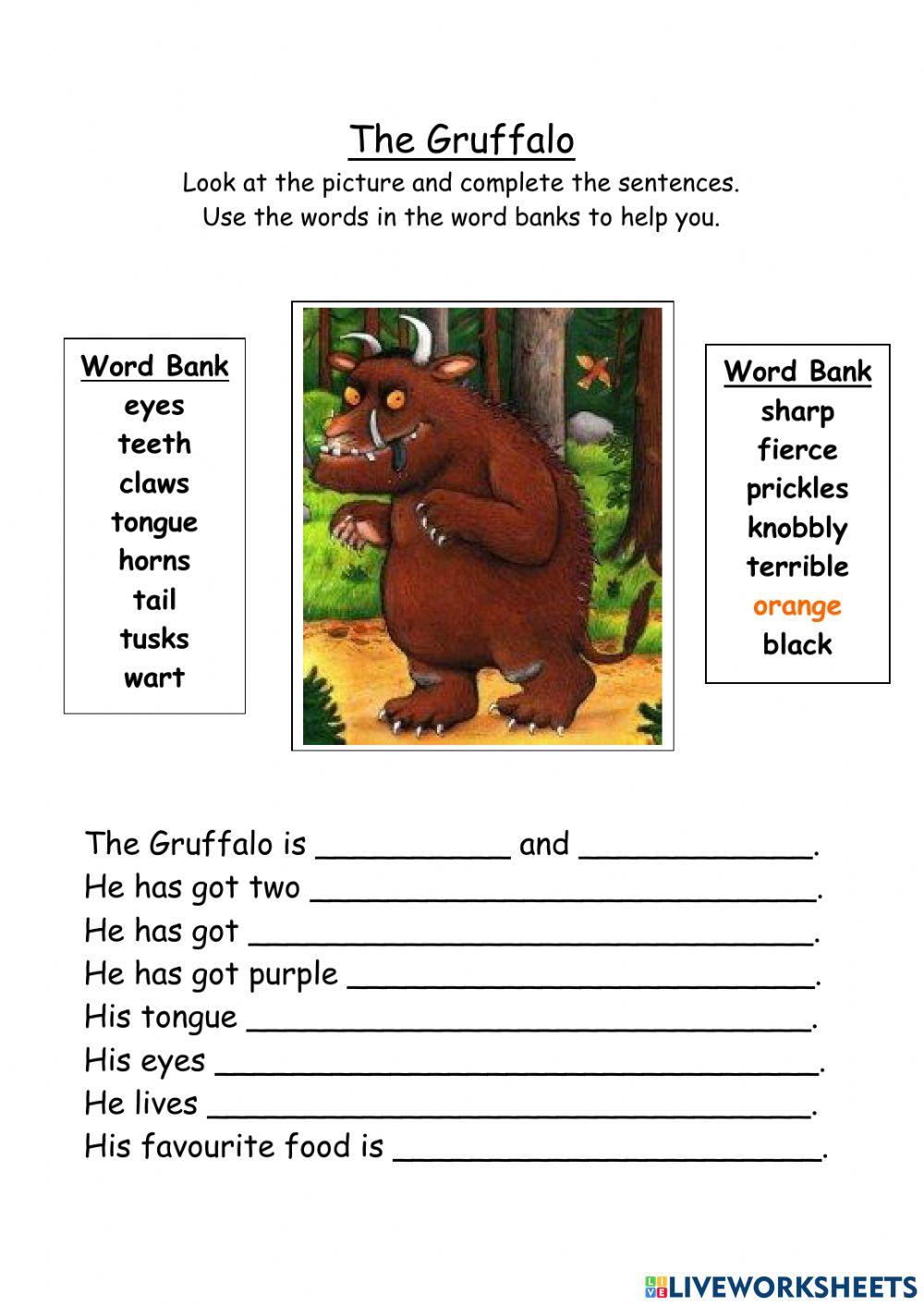 The Gruffalo | Free Interactive Worksheets | 863739