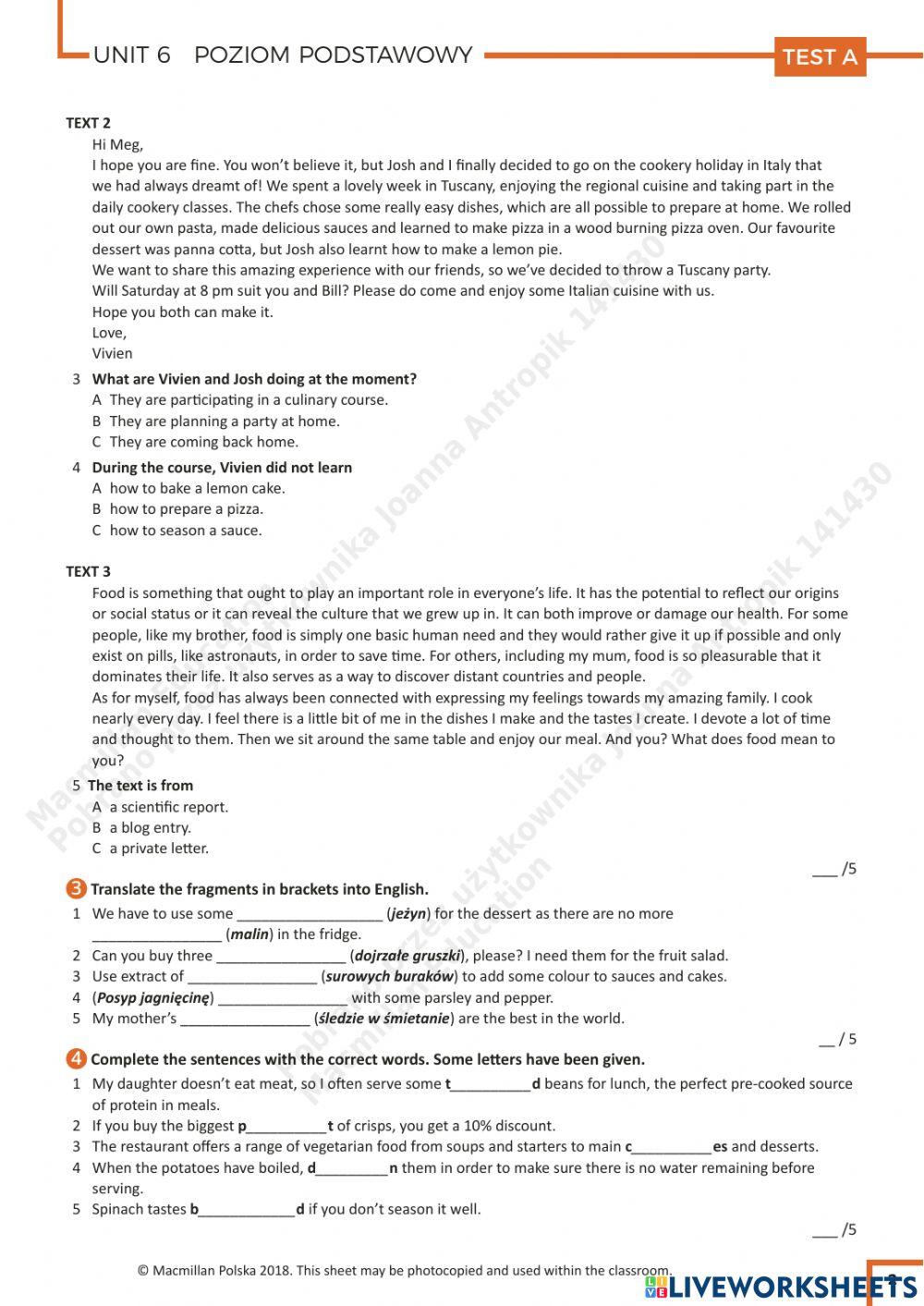 Macmillan unit … | Free Interactive Worksheets | 6508431