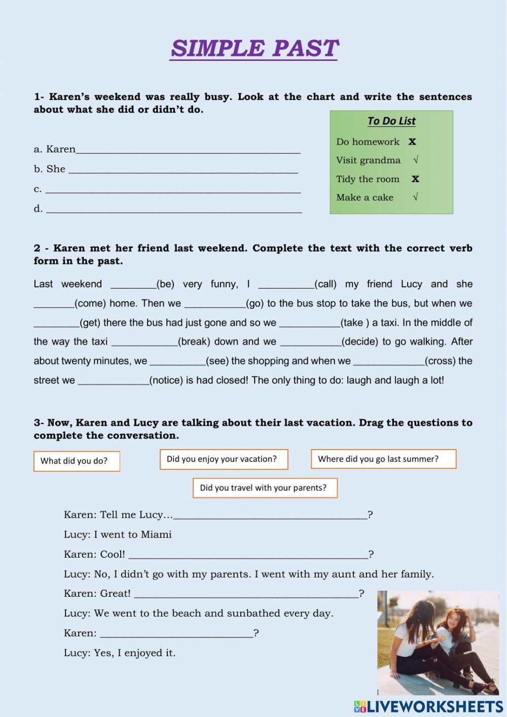 Simple Past online exercise for Elementary | Live Worksheets