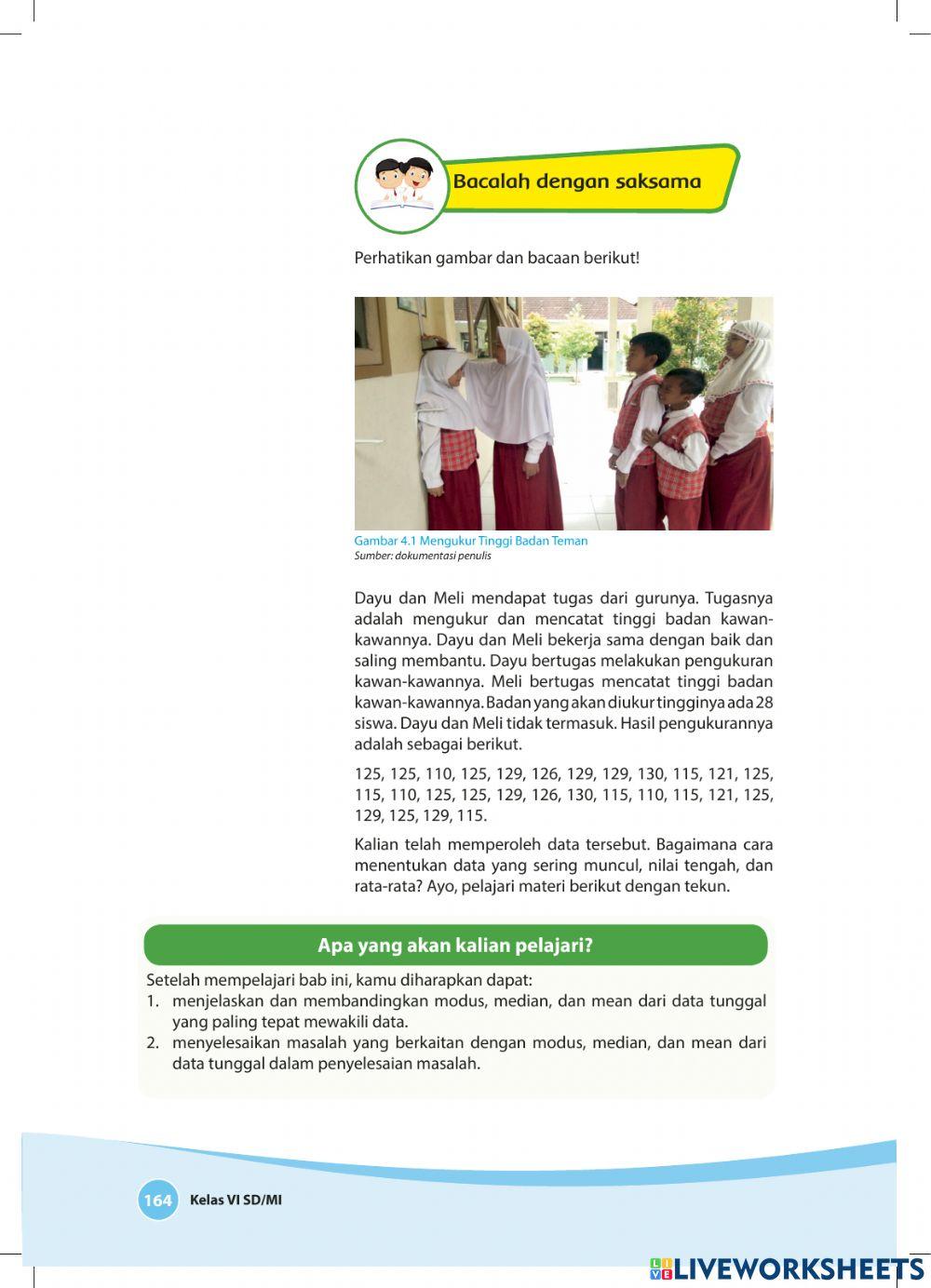 Modul Matematika Materi Modus worksheet | Live Worksheets