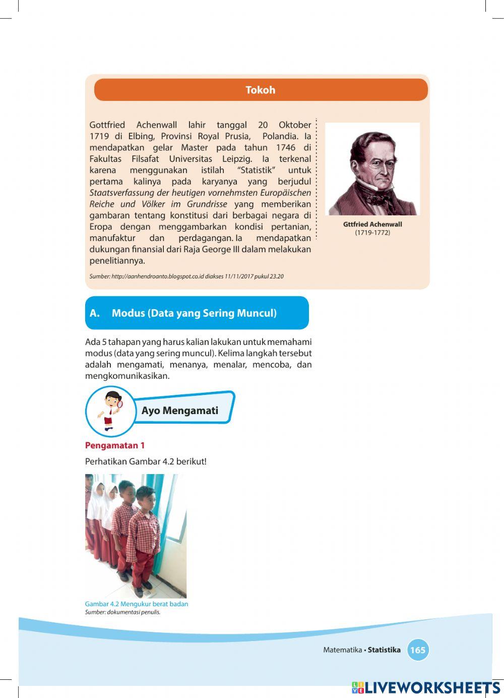 Modul Matematika Materi Modus worksheet | Live Worksheets