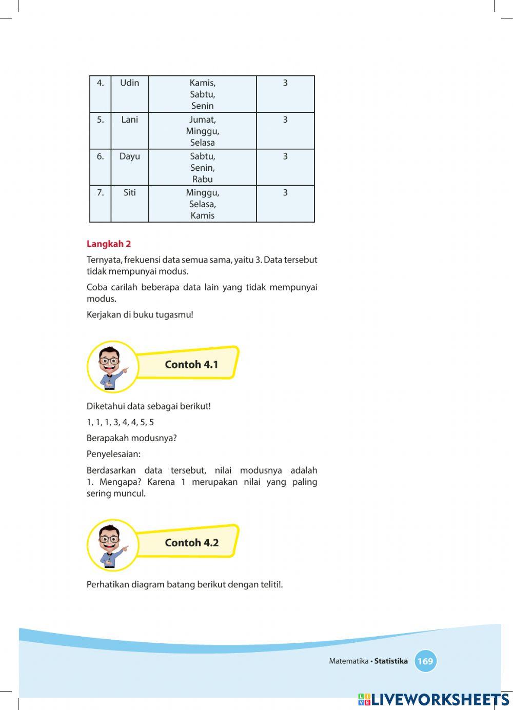 Modul Matematika Materi Modus worksheet | Live Worksheets