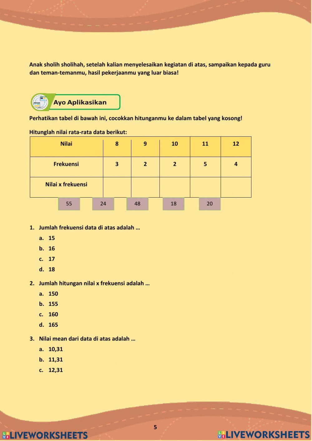 Latihan soal liveworksheet activity | Live Worksheets