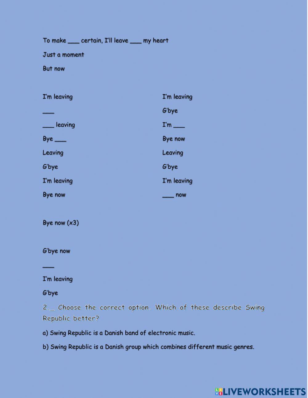 Greetings: G'bye worksheet | Live Worksheets