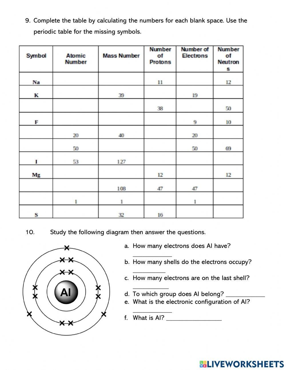 Atomic Structure Worksheet 2 Online Exercise For Live Worksheets atomic-structure-worksheet-2-online-exercise-for-live-worksheets