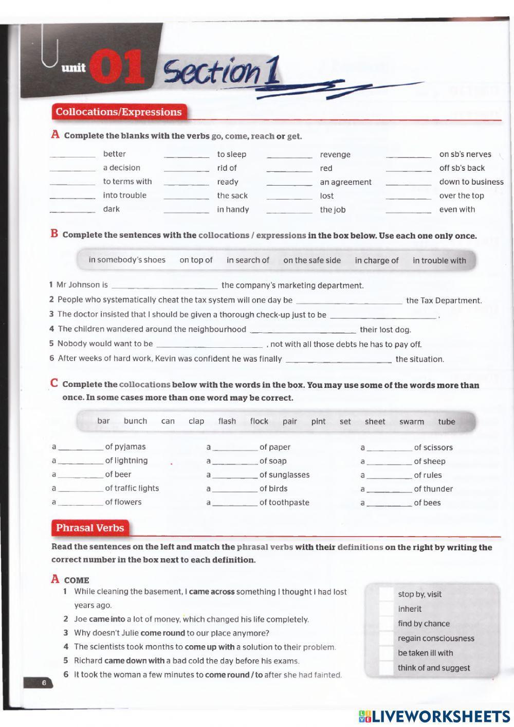 Use of English B2 - Unit 1 worksheet | Live Worksheets