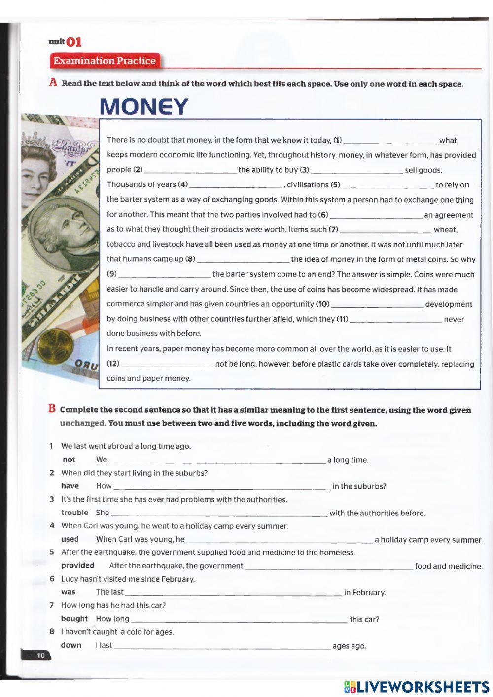 Use of English B2 - Unit 1 worksheet | Live Worksheets