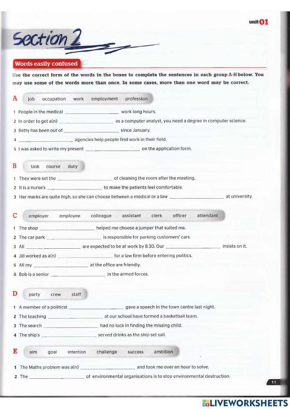 Use of English B2 - Unit 1 worksheet | Live Worksheets