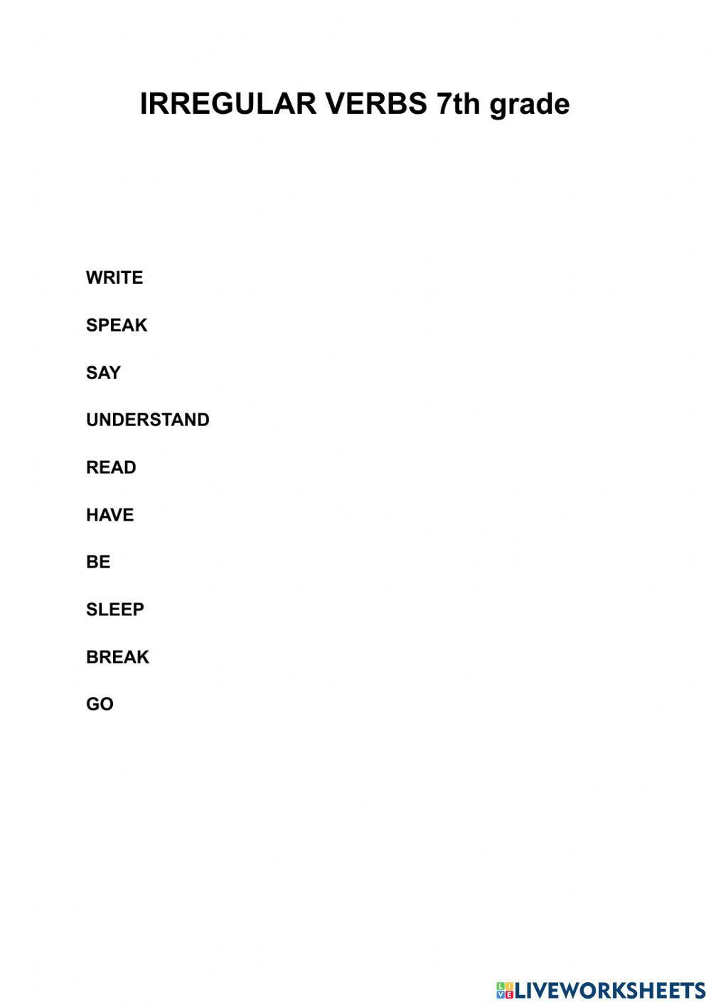 4921250 | IRREGULAR VERBS 7th grade | cloverleaf73