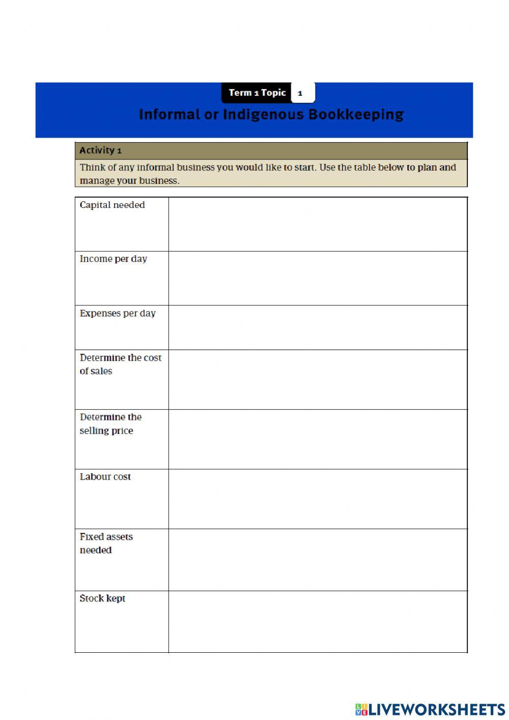 Indigenous book… | Free Interactive Worksheets | 866006