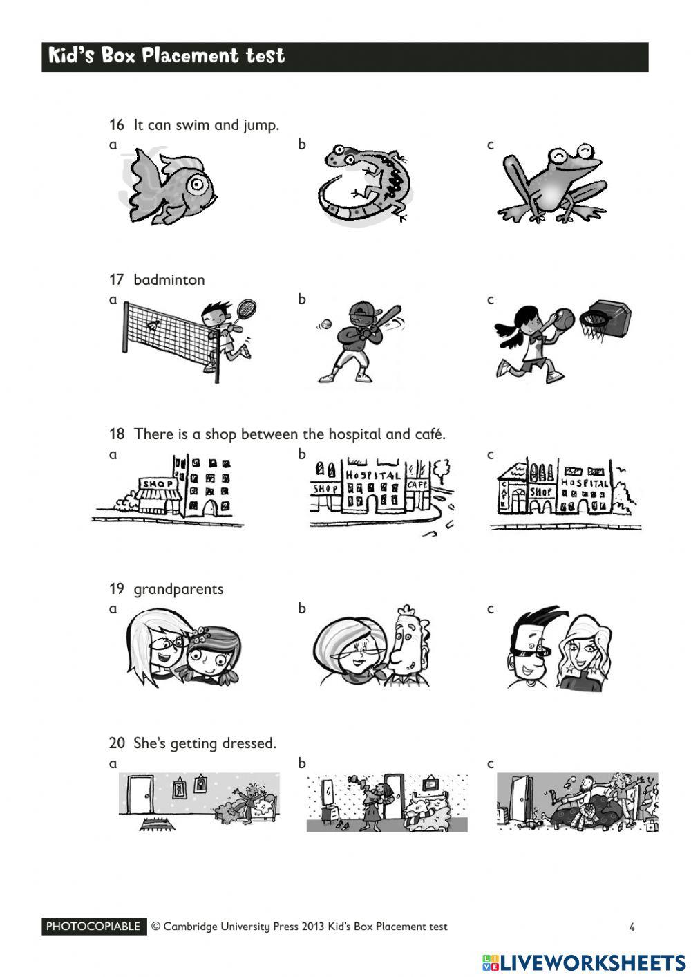 KID'S BOX EMPLACEMENT TEST online exercise for | Live Worksheets