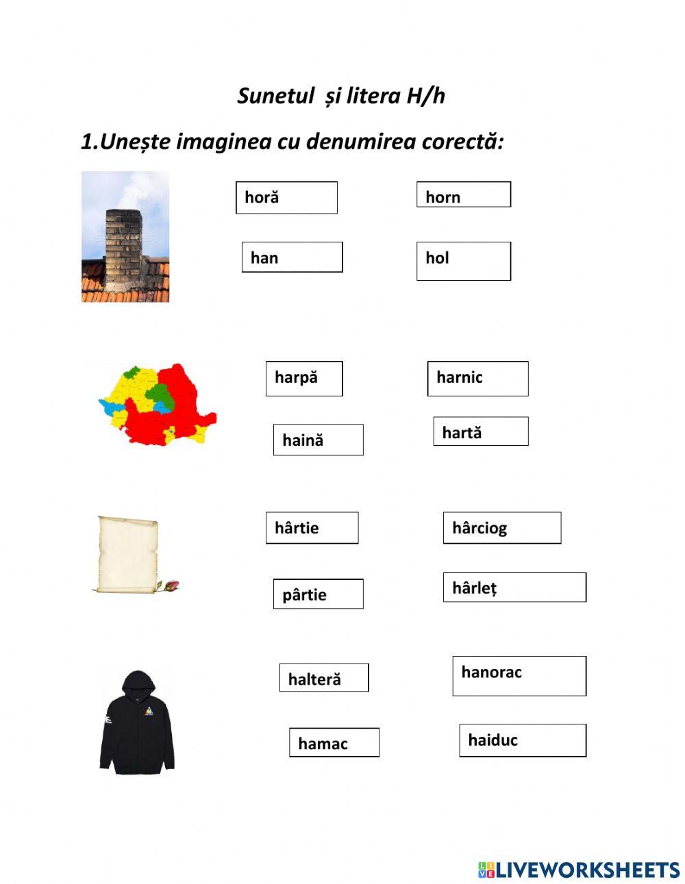 Sunetul si litera h online exercise for | Live Worksheets