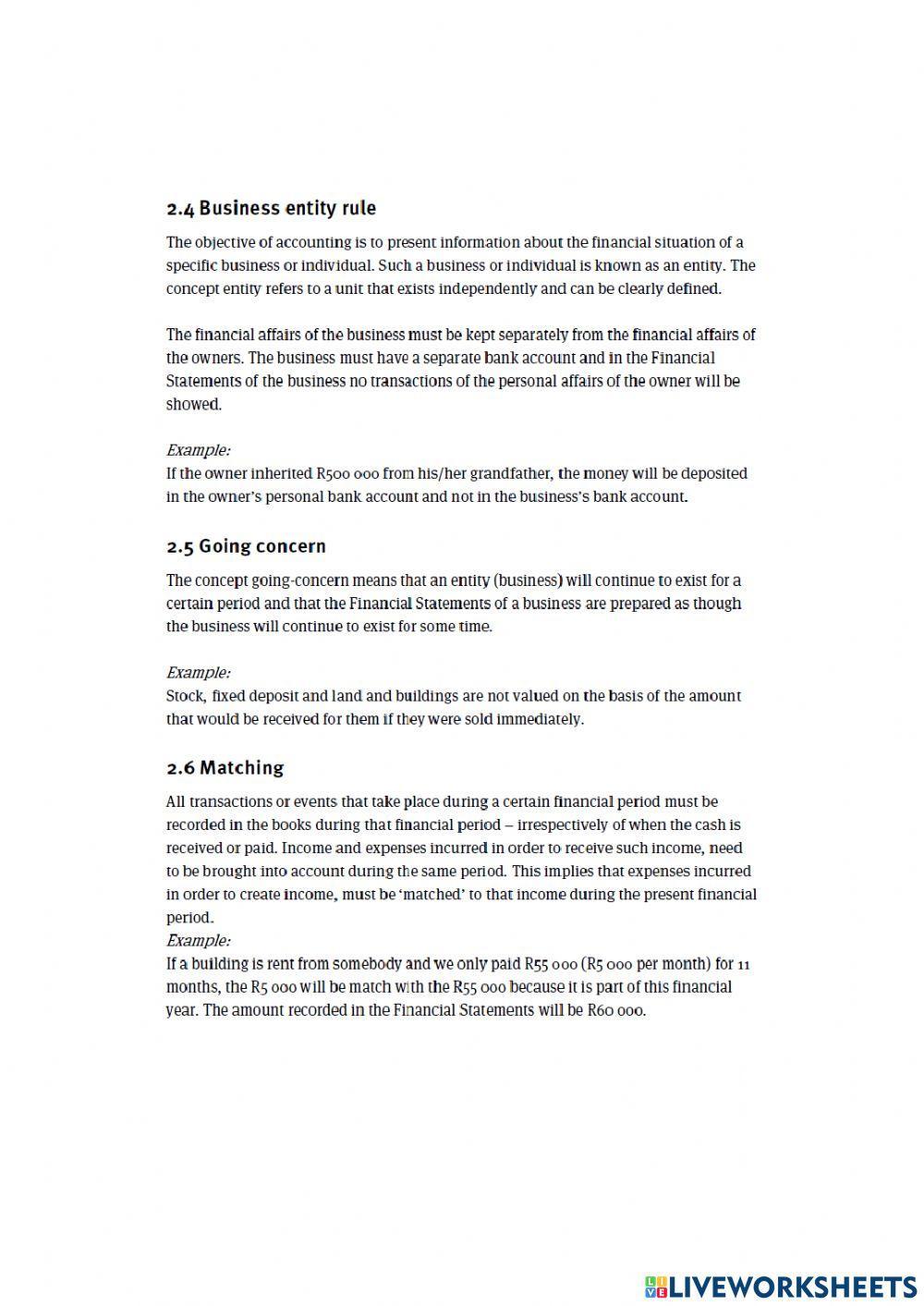 GAAP Principals 866836 | Grace Vogt | LiveWorksheets