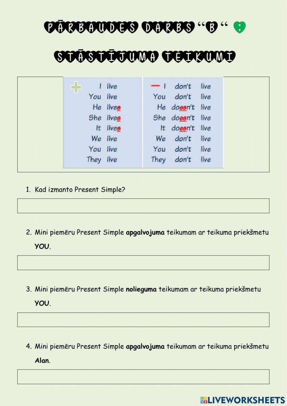 Present Simple … | Free Interactive Worksheets | 866839