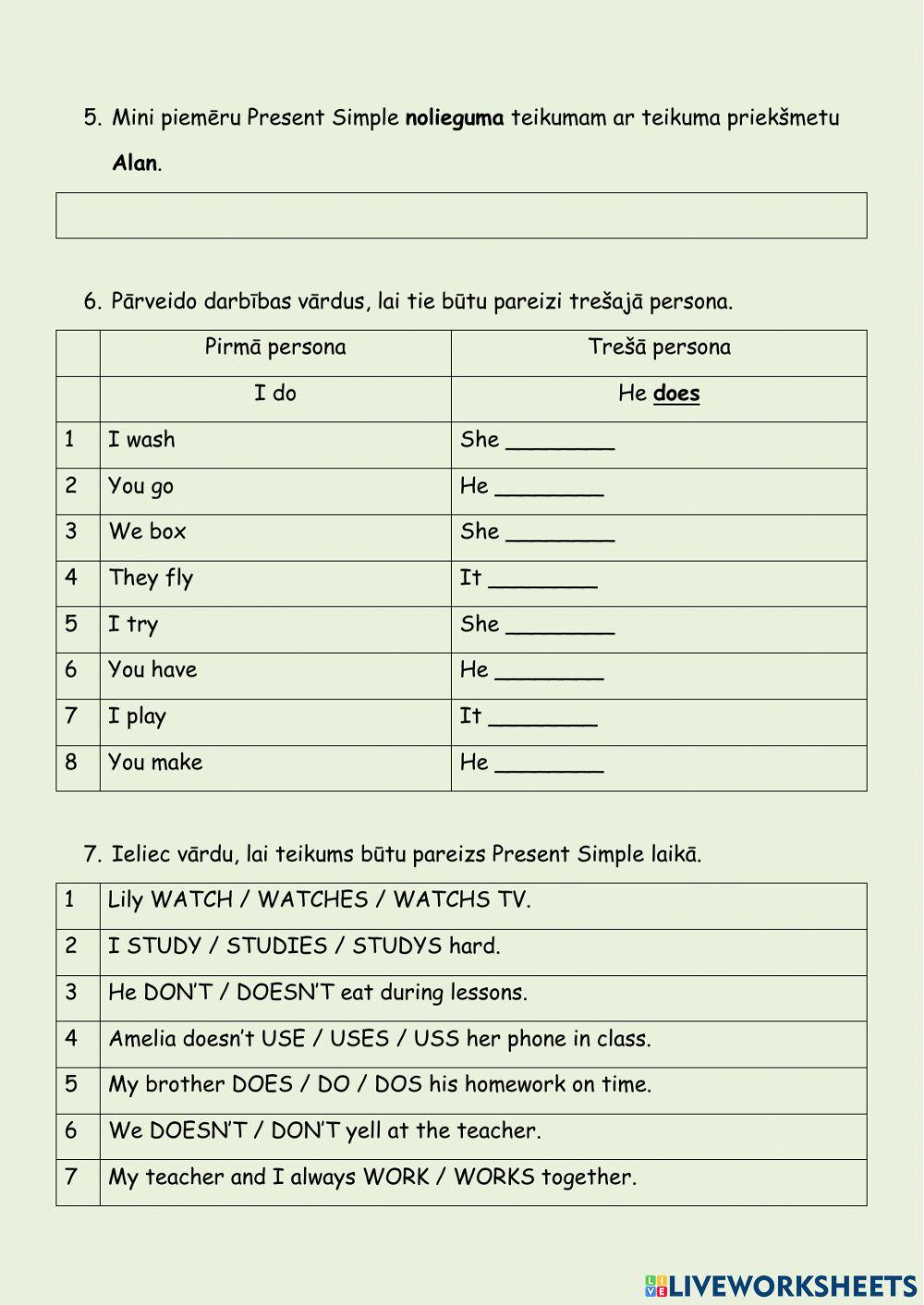 Present Simple … | Free Interactive Worksheets | 866839