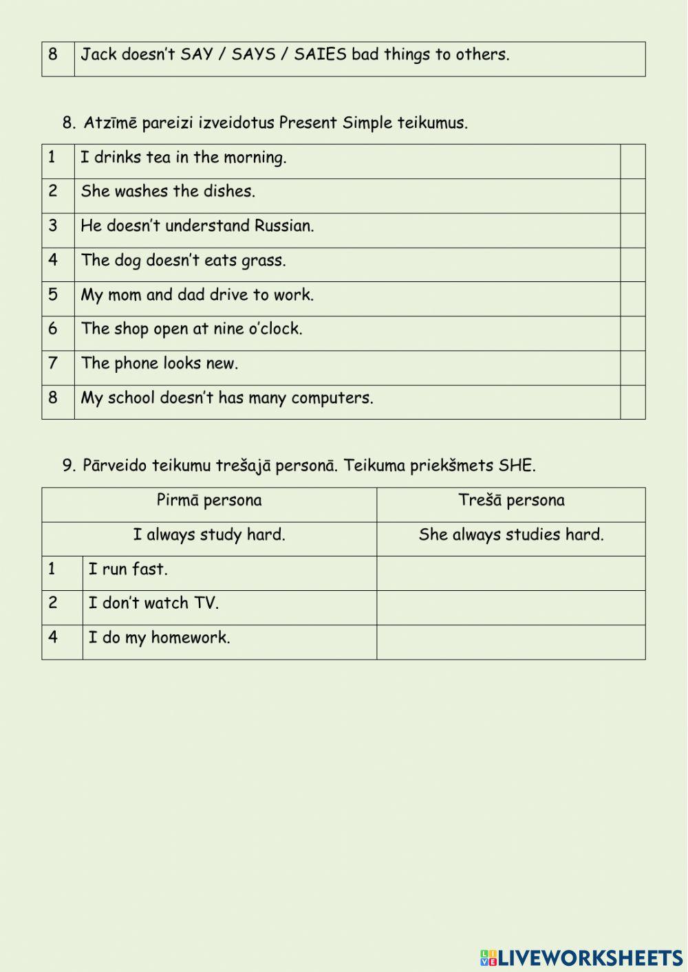 Present Simple … | Free Interactive Worksheets | 866839