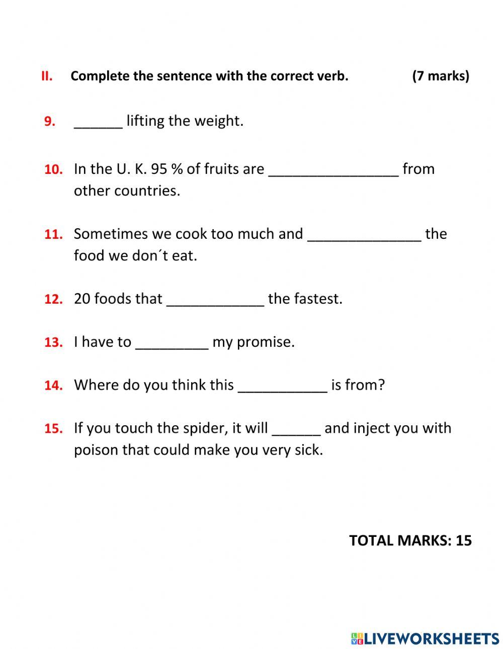 Writing exam 4th grade 4th period worksheet | Live Worksheets