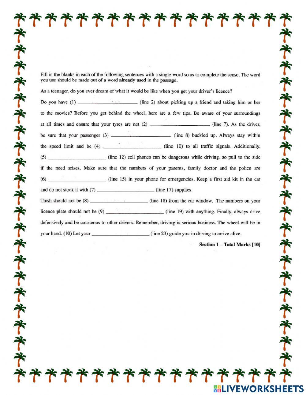 Grammar and usage 2012 worksheet | Live Worksheets