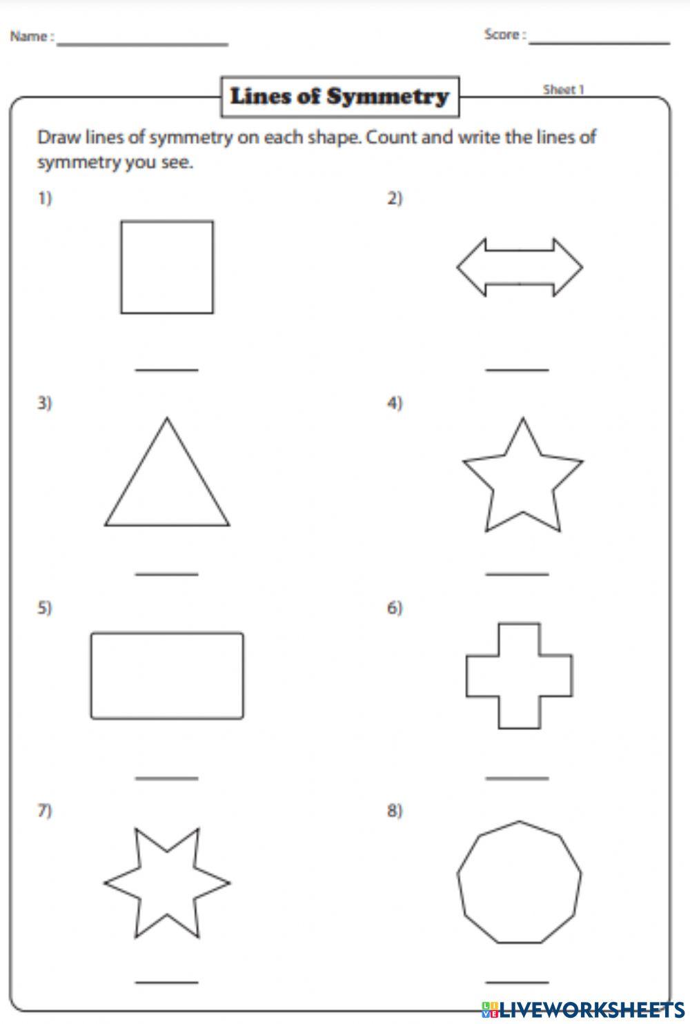 Symmetry online activity for 3 | Live Worksheets