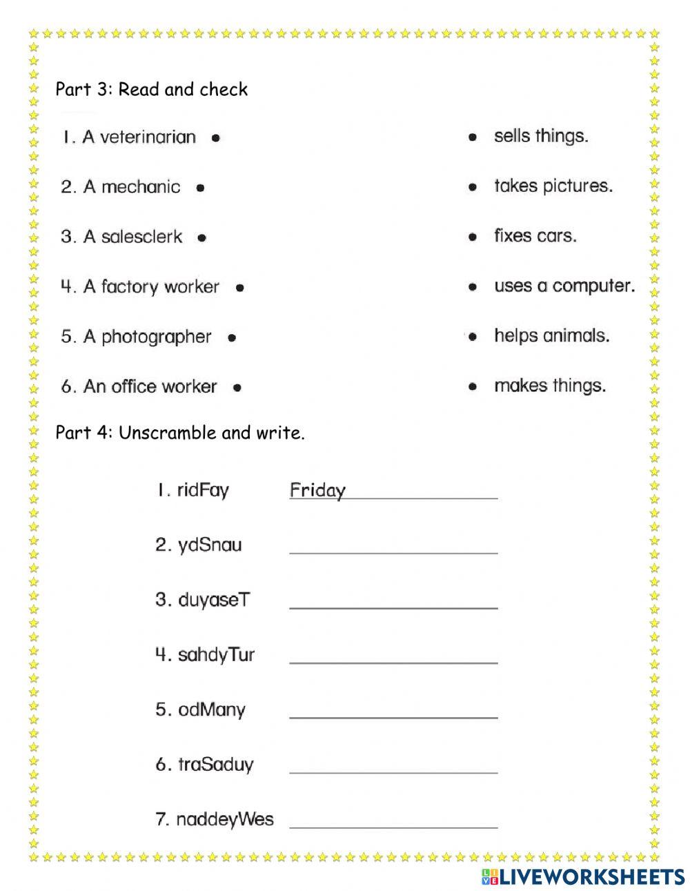 Professions, simple present, prepositions 3 0307 | Liz