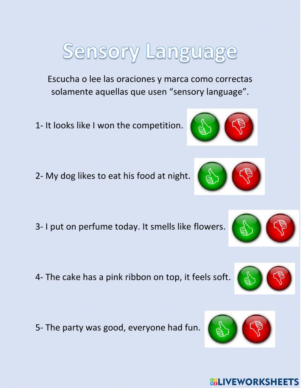 777798 | Sensory Language | cnmr | LiveWorksheets