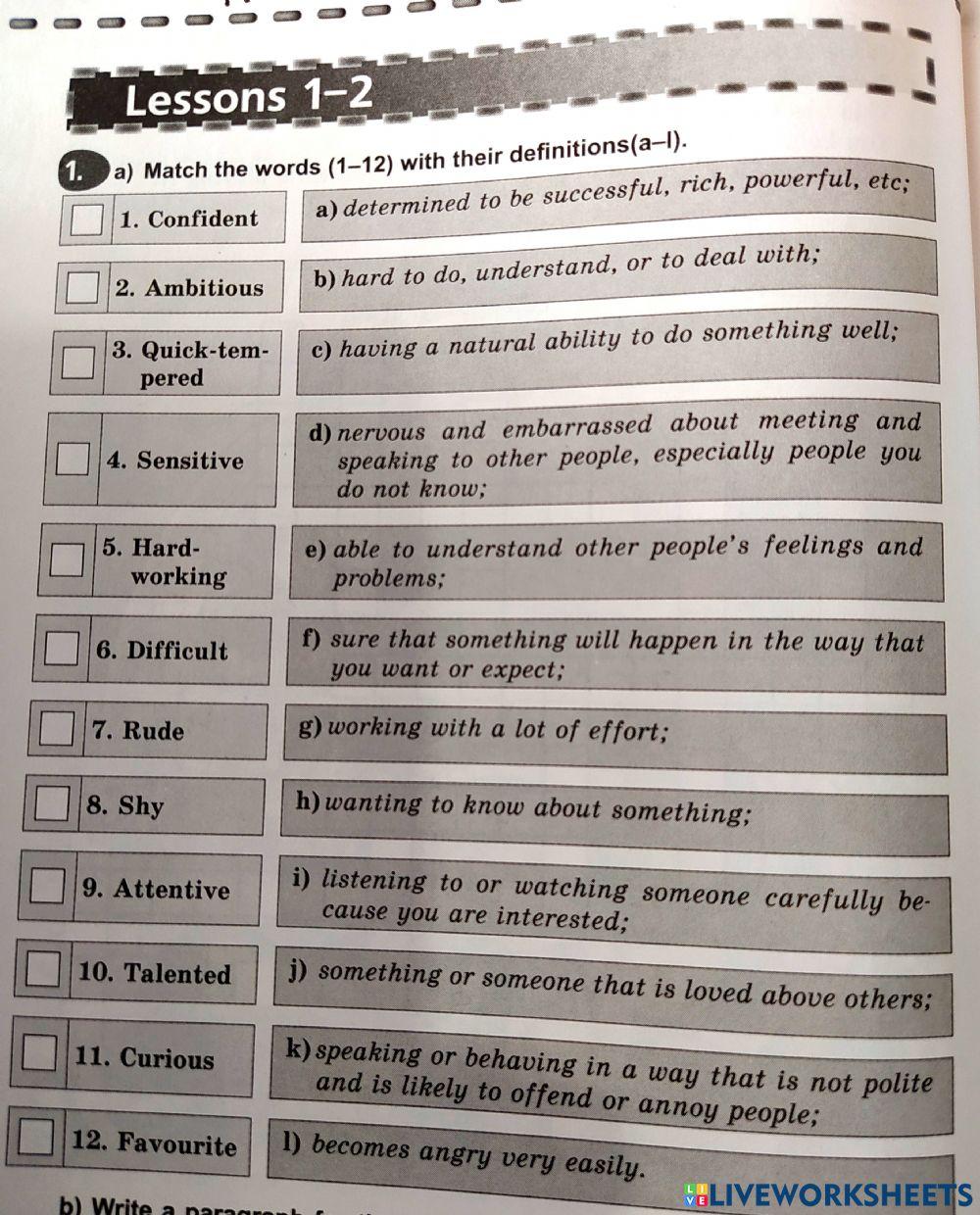 Unit 5. Personality Adjectives worksheet | Live Worksheets