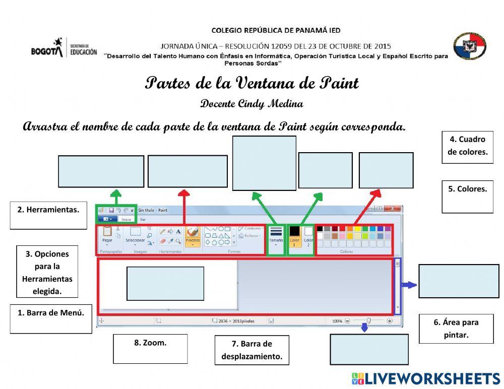 PARTES DE LA VENTANA DE PAINT online exercise for | Live Worksheets