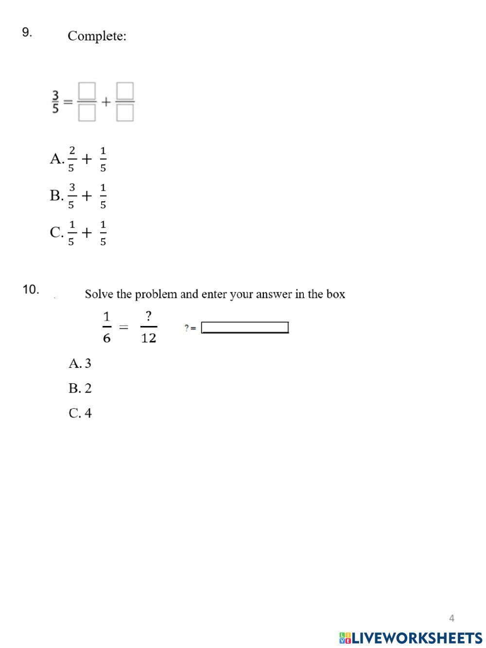 778581 | Fractions | SAM123 | LiveWorksheets