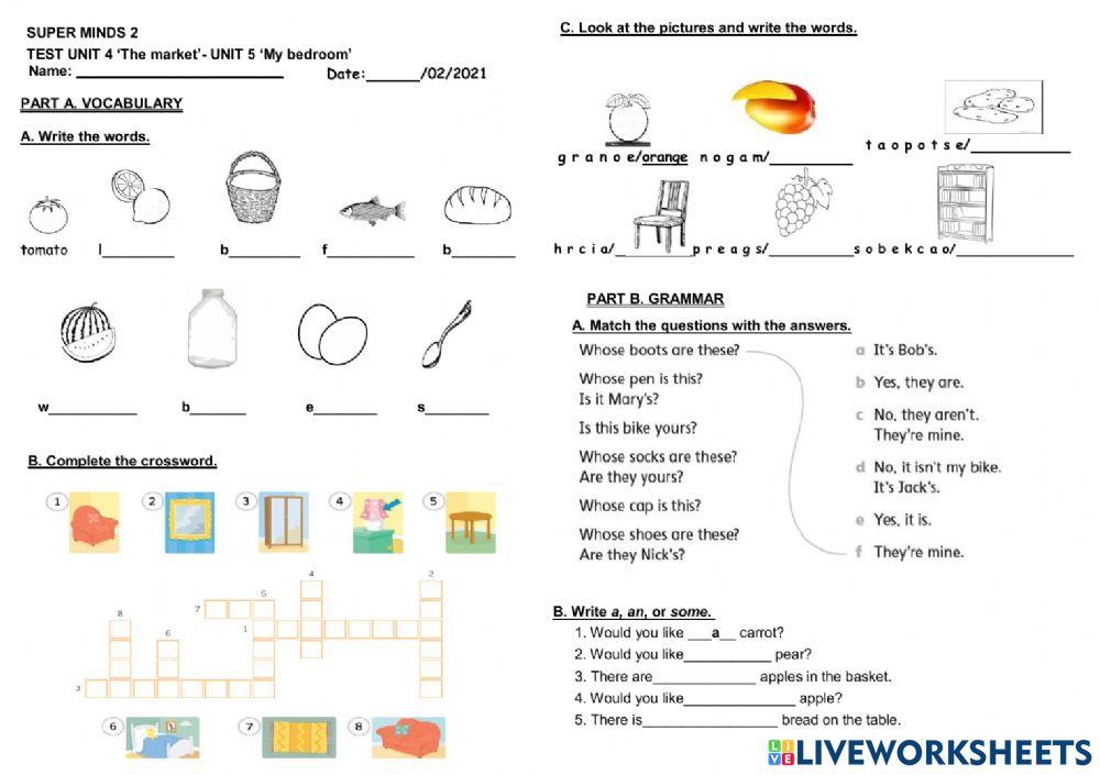 Super minds tes… | Free Interactive Worksheets | 779176