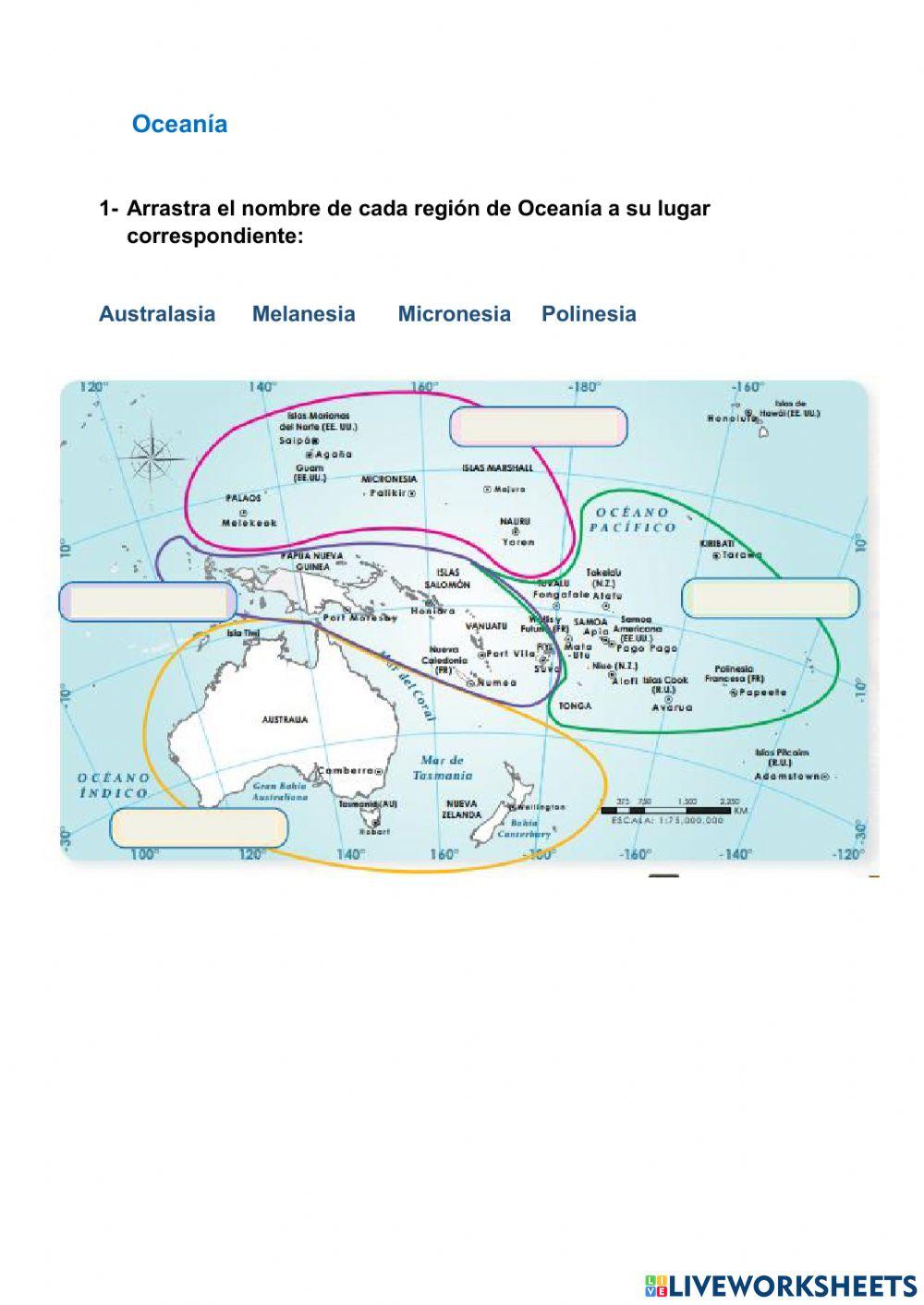 Oceanía online worksheet | Live Worksheets