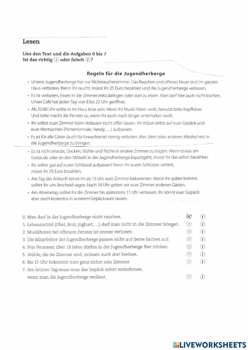 Leseverstehen Deutsch als Fremdsprache (DaF) worksheet | Live Worksheets