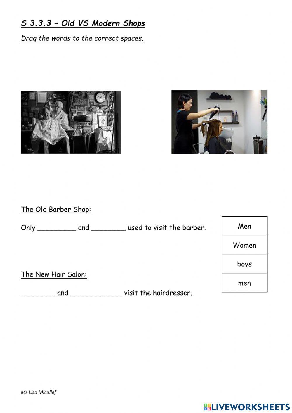 Old Vs New Barber worksheet | Live Worksheets