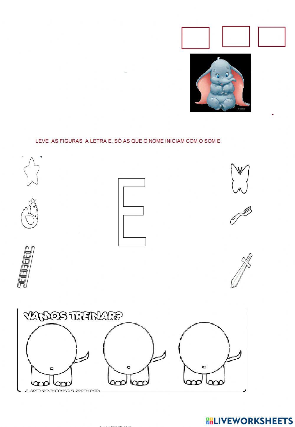 Letra e online pdf activity | Live Worksheets